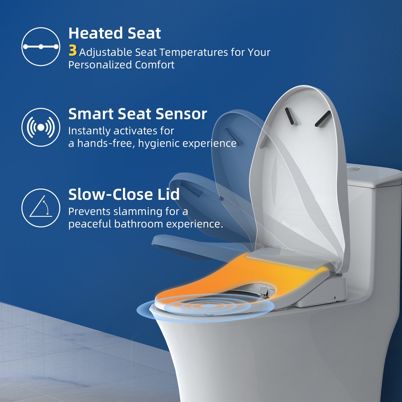 SmartWhale Electric Bidet Toilet Seat with Remote Control Elongated H